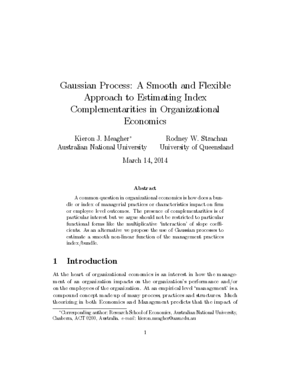 (PDF) Gaussian Process: A Smooth and Flexible Approach to Estimating Index Complementarities in ...