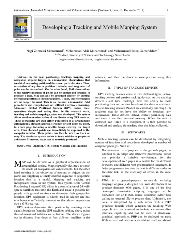(PDF) Developing a Tracking and Mobile Mapping System