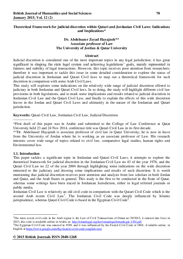 (PDF) Theoretical Framework for judicial discretion within Qatari and ...
