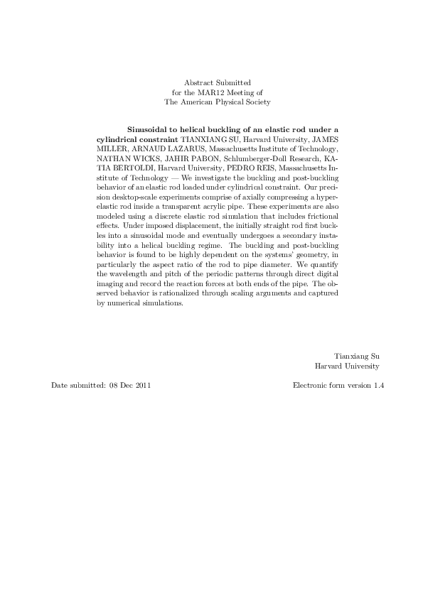 (PDF) Sinusoidal to helical buckling of an elastic rod under a ...