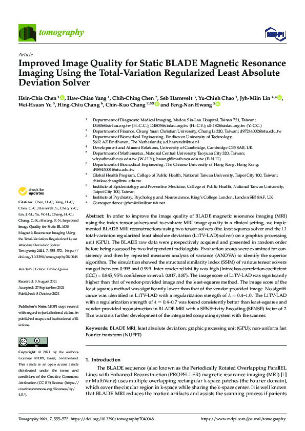 (PDF) Improved Image Quality for Static BLADE Magnetic Resonance ...
