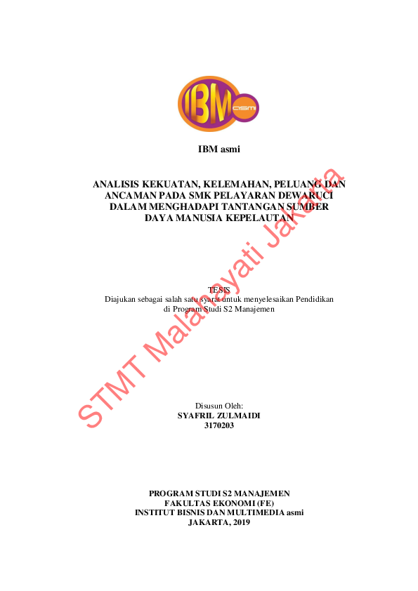 (PDF) IBM asmi ANALISIS KEKUATAN, KELEMAHAN, PELUANG DAN ANCAMAN PADA ...