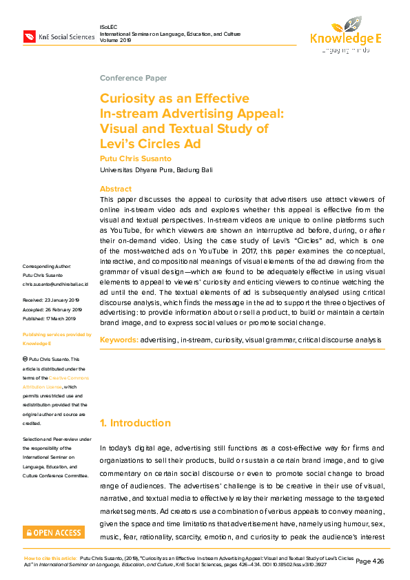 (PDF) Curiosity as an Effective In-stream Advertising Appeal: Visual ...