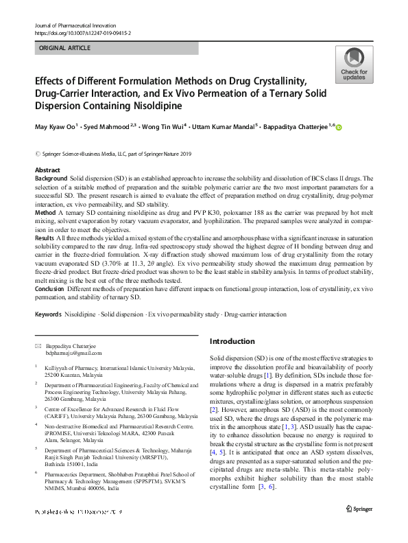 (PDF) Effects of Different Formulation Methods on Drug Crystallinity ...