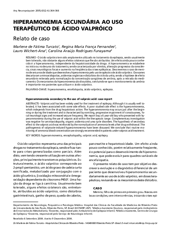(PDF) Hiperamonemia secundária ao uso terapêutico de ácido valpróico ...