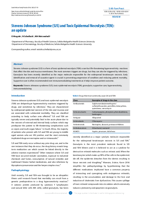 (PDF) Stevens-Johnson Syndrome (SJS) and Toxic Epidermal Necrolysis ...