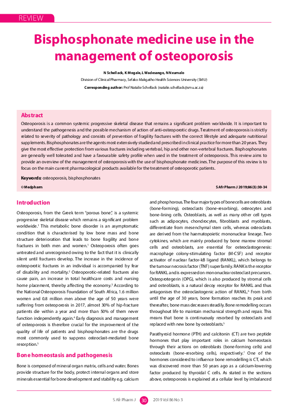 (PDF) Bisphosphonate medicine use in the management of osteoporosis
