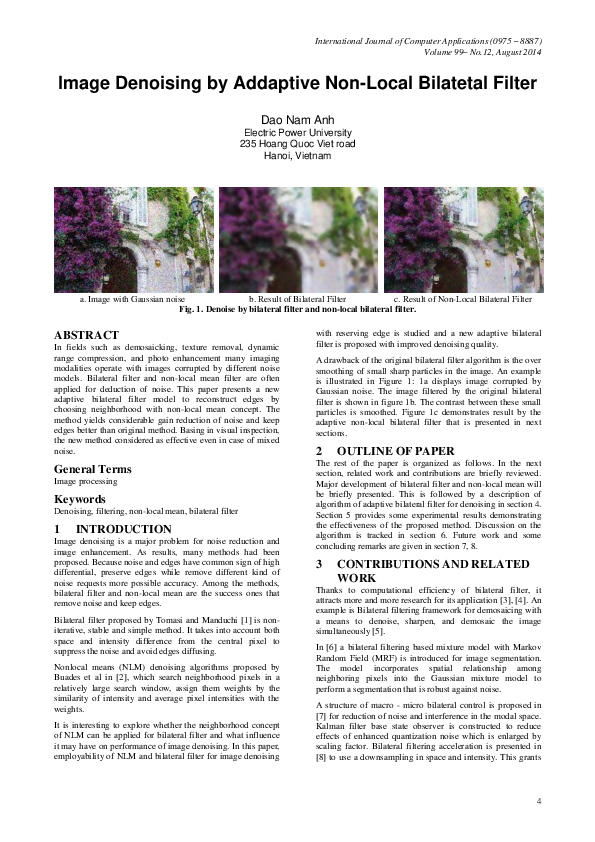 (PDF) Image Denoising by Addaptive Non-Local Bilatetal Filter