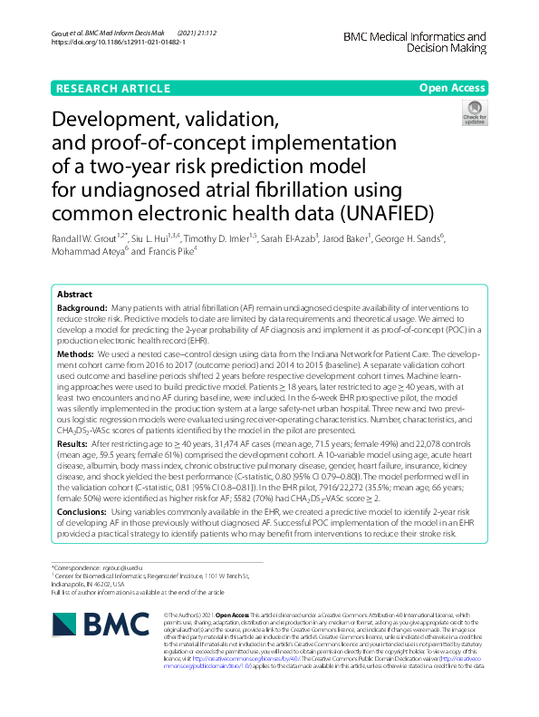 (PDF) Development, validation, and proof-of-concept implementation of a two-year risk prediction ...