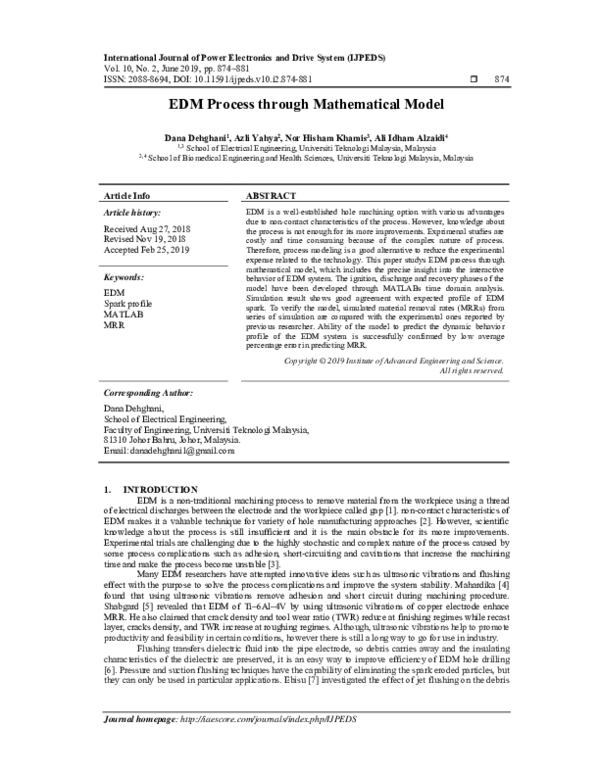(PDF) EDM process through mathematical model