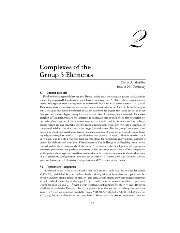 (PDF) Complexes of the Group 5 Elements