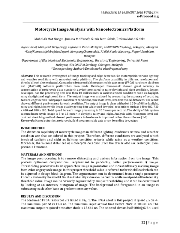 (PDF) Motorcycle image analysis with nanoelectronics platform