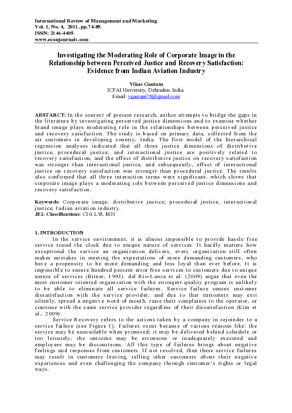 (PDF) Investigating the Moderating Role of Corporate Image in the Relationship between Perceived ...