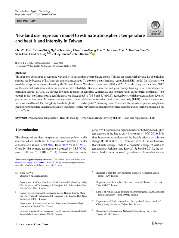 (PDF) New land use regression model to estimate atmospheric temperature and heat island ...