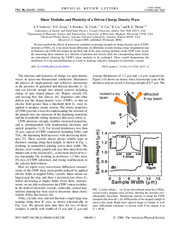 (PDF) Shear Modulus and Plasticity of a Driven Charge Density Wave