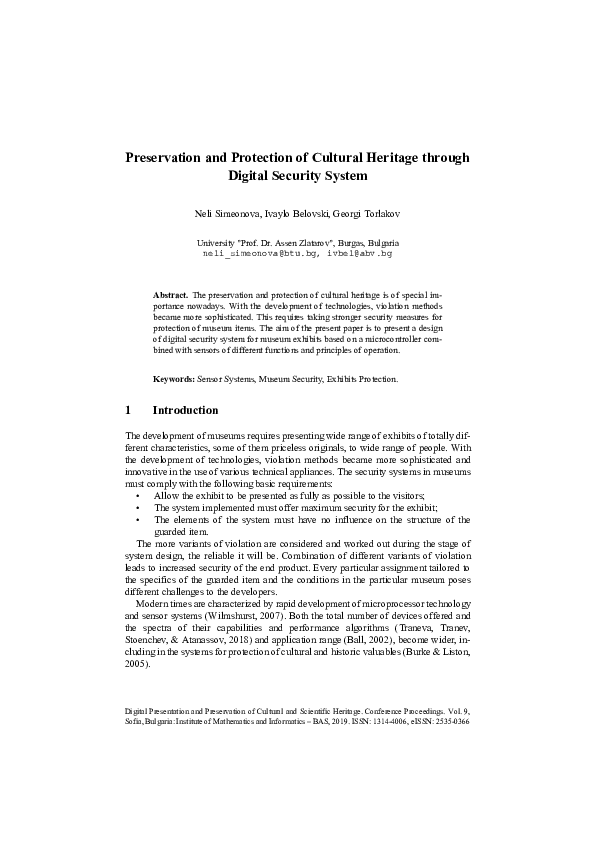 (PDF) Preservation and Protection of Cultural Heritage through Digital ...