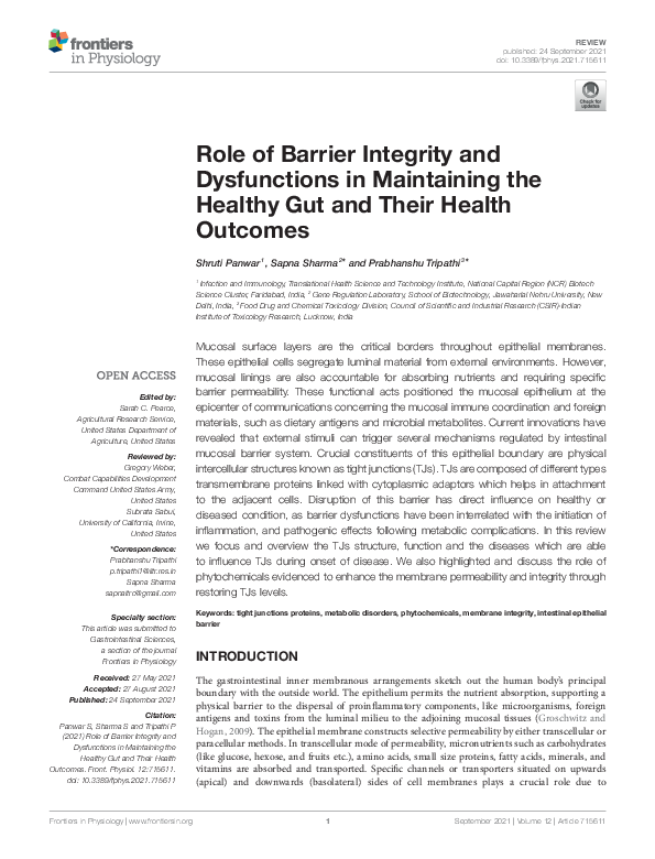 (PDF) Role of Barrier Integrity and Dysfunctions in Maintaining the ...