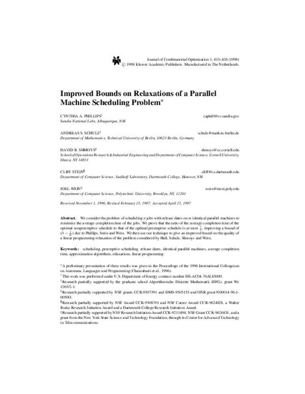 (PDF) Improved Bounds on Relaxations of a Parallel Machine Scheduling Problem
