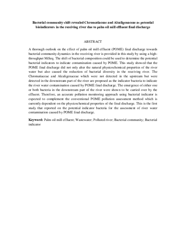 (PDF) Bacterial community shift revealed Chromatiaceae and ...