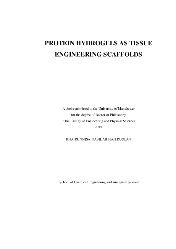 (PDF) Protein Hydrogels: Enhancing Tissue Regeneration