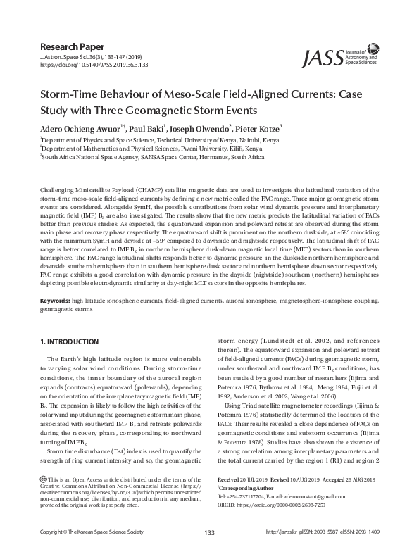 (PDF) Storm-Time Behaviour of Meso-Scale Field-Aligned Currents: Case ...