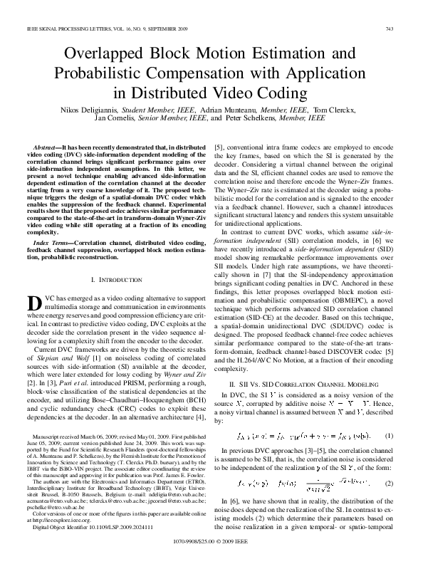 (PDF) Overlapped Block Motion Estimation and Probabilistic Compensation with Application in ...