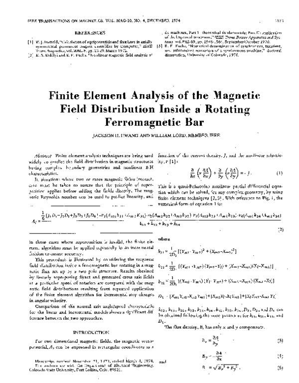 (PDF) Finite element analysis of the magnetic field distribution inside ...