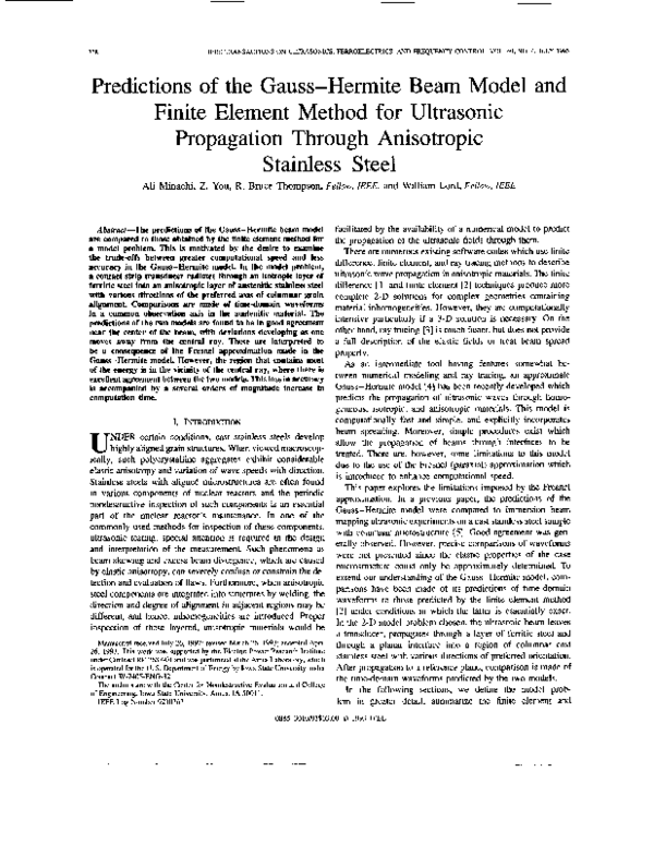 (PDF) Predictions of the Gauss-Hermite beam model and finite element ...