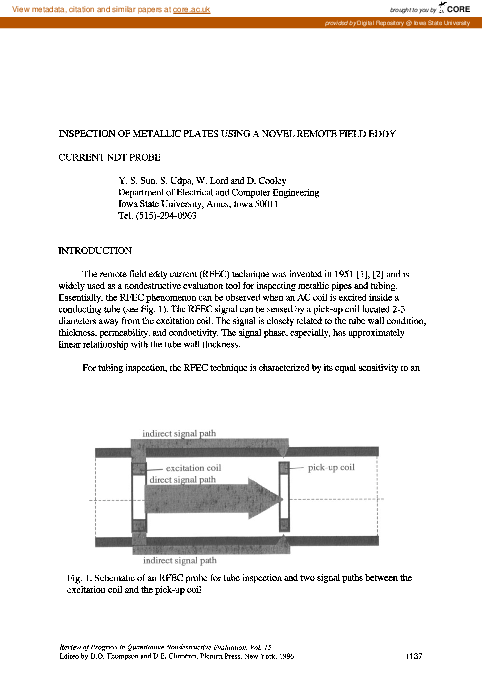(PDF) Inspection of Metallic Plates Using a Novel Remote Field Eddy ...
