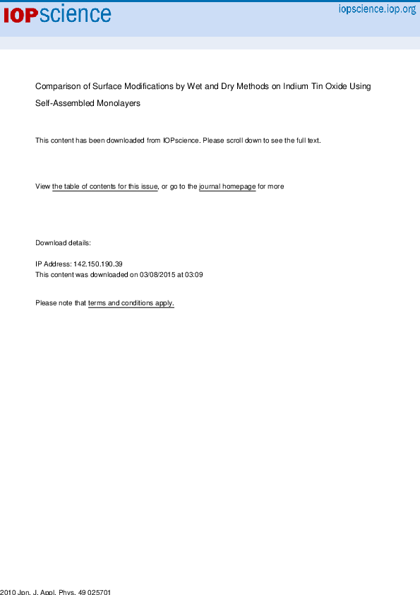 (PDF) Comparison of Surface Modifications by Wet and Dry Methods on ...