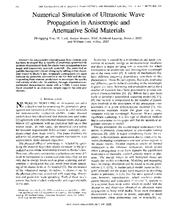 Pdf Numerical Simulation Of Ultrasonic Wave Propagation In Anisotropic And Attenuative Solid
