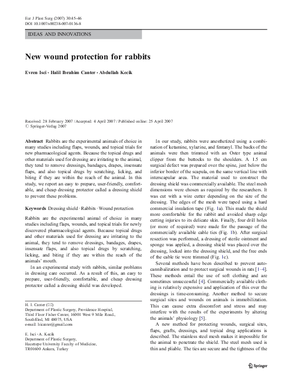 (PDF) New wound protection for rabbits