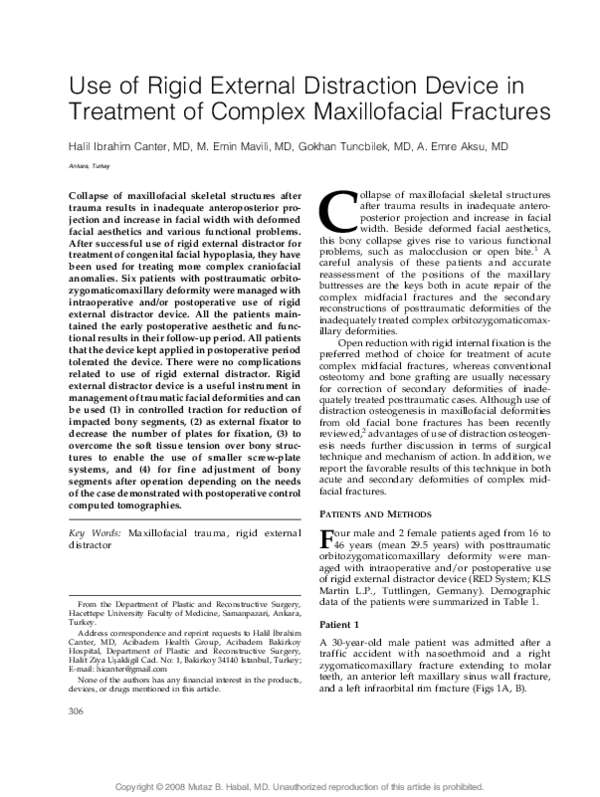 (PDF) Use of Rigid External Distraction Device in Treatment of Complex ...