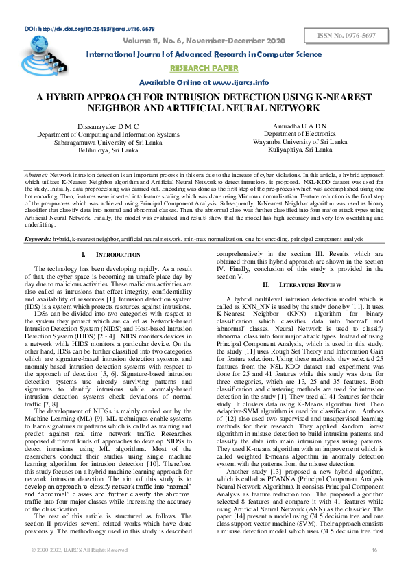 (PDF) A Hybrid Approach for Intrusion Detection using OPSO and Hybridization of Feed Forward ...