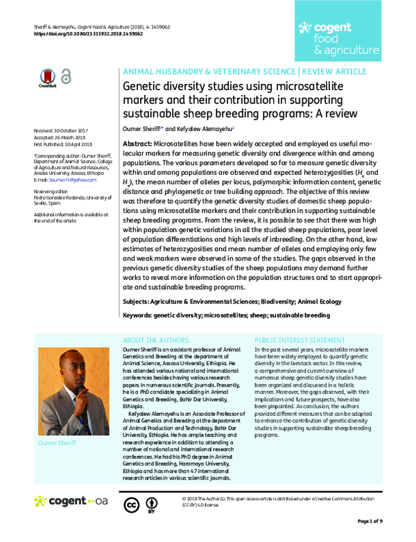 (PDF) Genetic diversity studies using microsatellite markers and their contribution in ...
