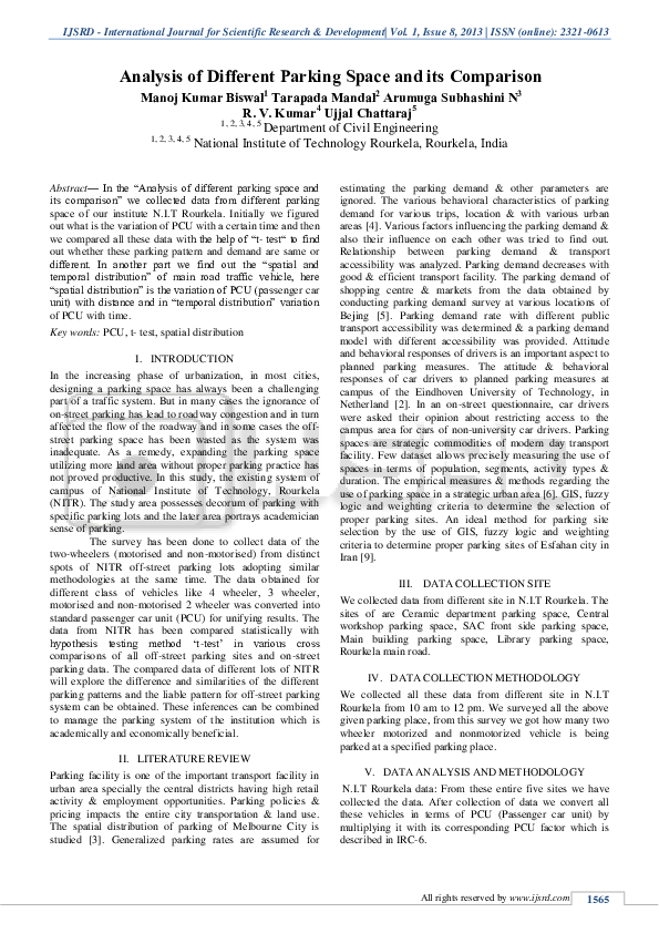 (PDF) Analysis of Different Parking Space and its Comparison