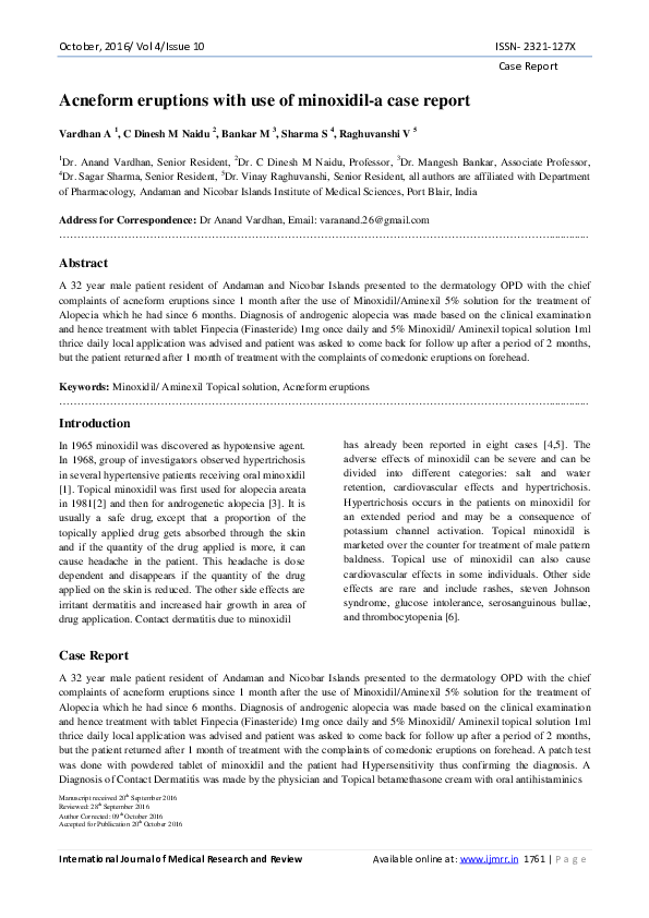 (PDF) Acneform eruptions with use of minoxidil-a case report