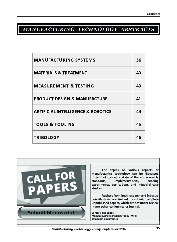 (PDF) Manufacturing Technology Today