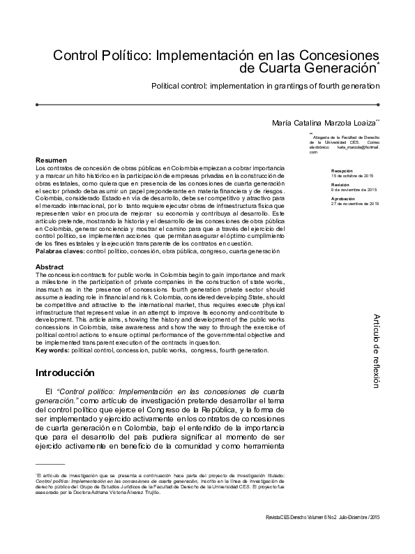 (PDF) Political control: implementation in grantings of fourth generation