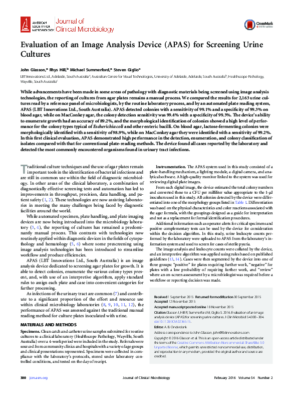 (PDF) Evaluation of an Image Analysis Device (APAS®) for Screening ...