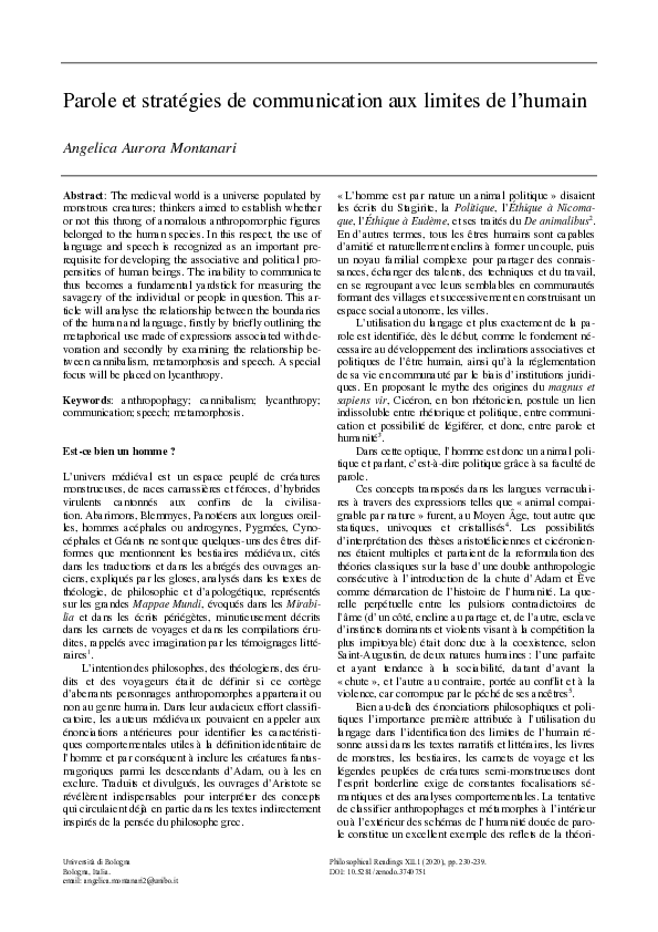 (PDF) Parole et stratégies de communication aux limites de l'humain