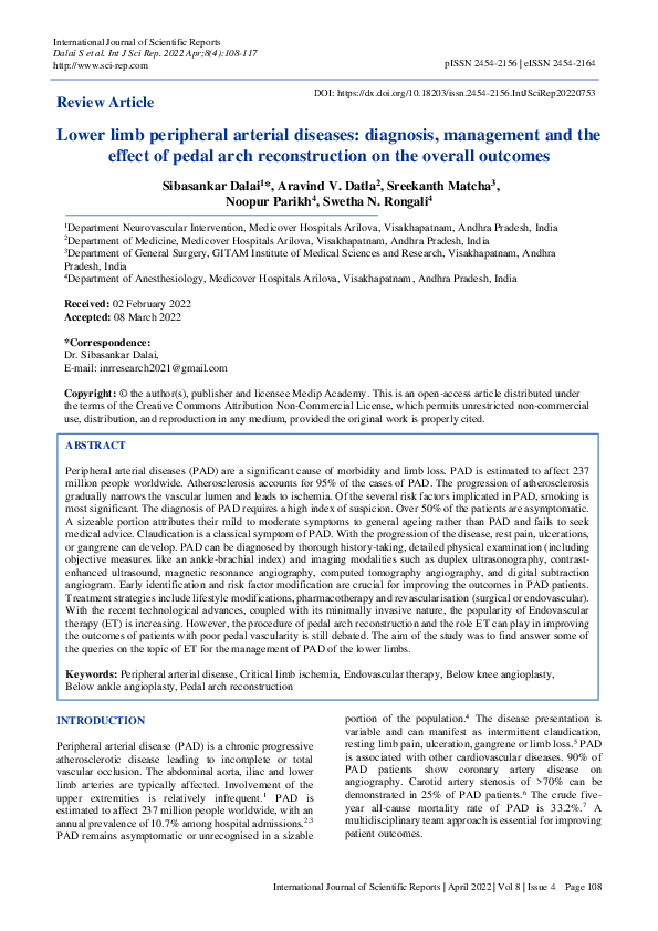 (PDF) Lower limb peripheral arterial diseases: diagnosis, management ...