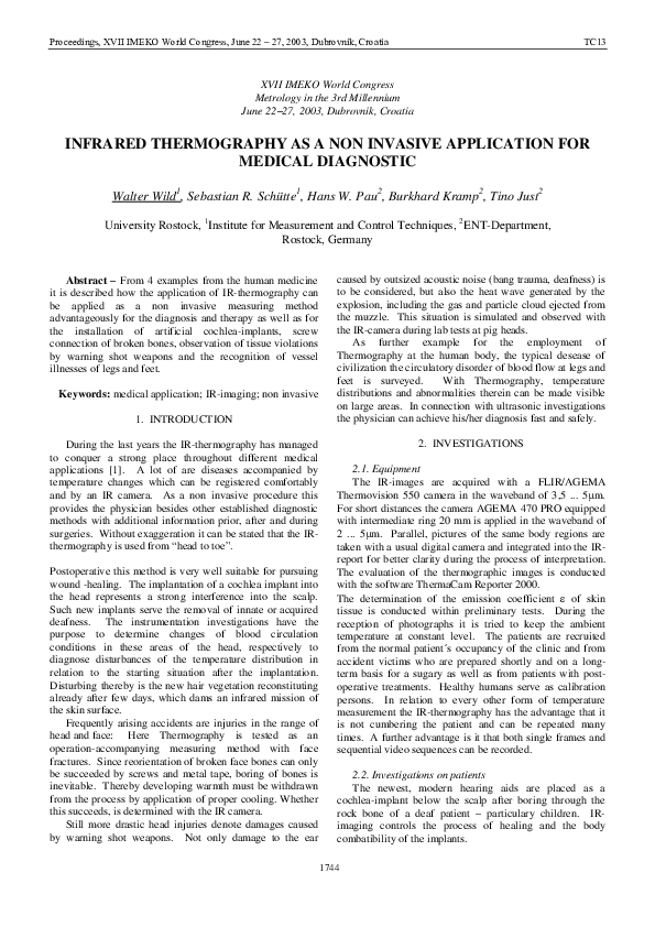 (PDF) Infrared Thermography as a Non Invasive Application for Medical ...