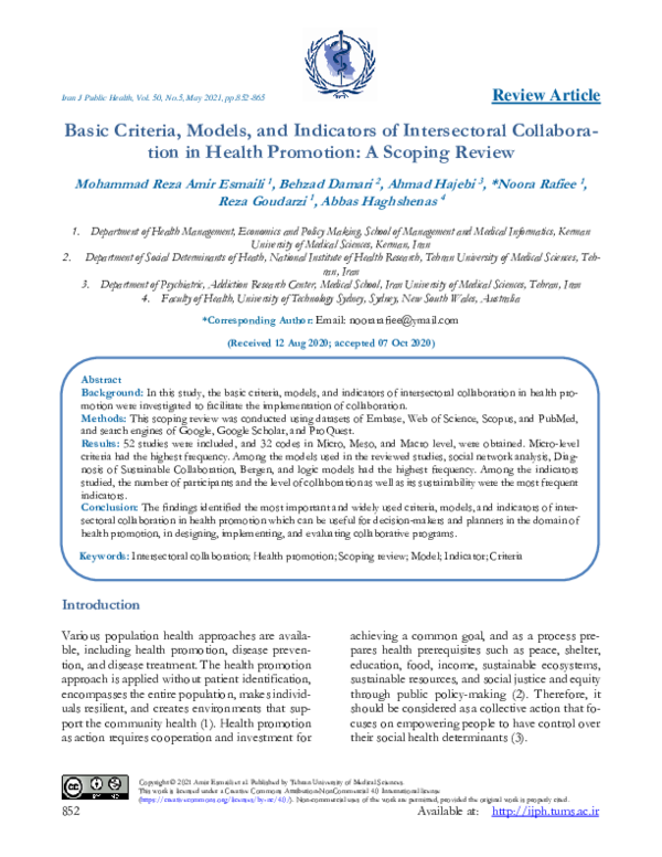 (PDF) Basic Criteria, Models, and Indicators of Intersectoral ...