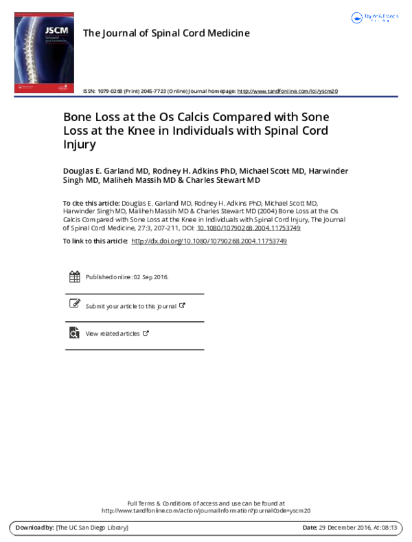 (PDF) Bone Loss at the Os Calcis Compared with Sone Loss at the Knee in ...