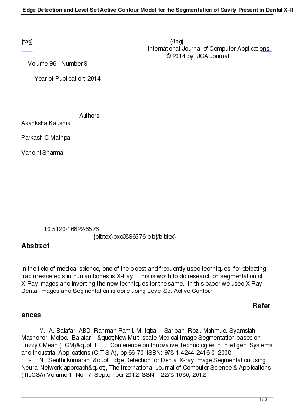 Pdf Edge Detection And Level Set Active Contour Model For The