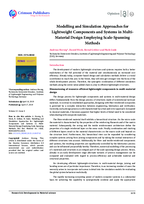 (PDF) Modelling and Simulation Approaches for Lightweight Components and Systems in Multi ...