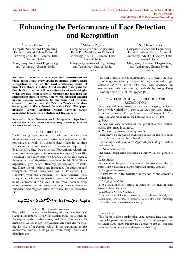 (PDF) Enhancing the Performance of Face Detection and Recognition