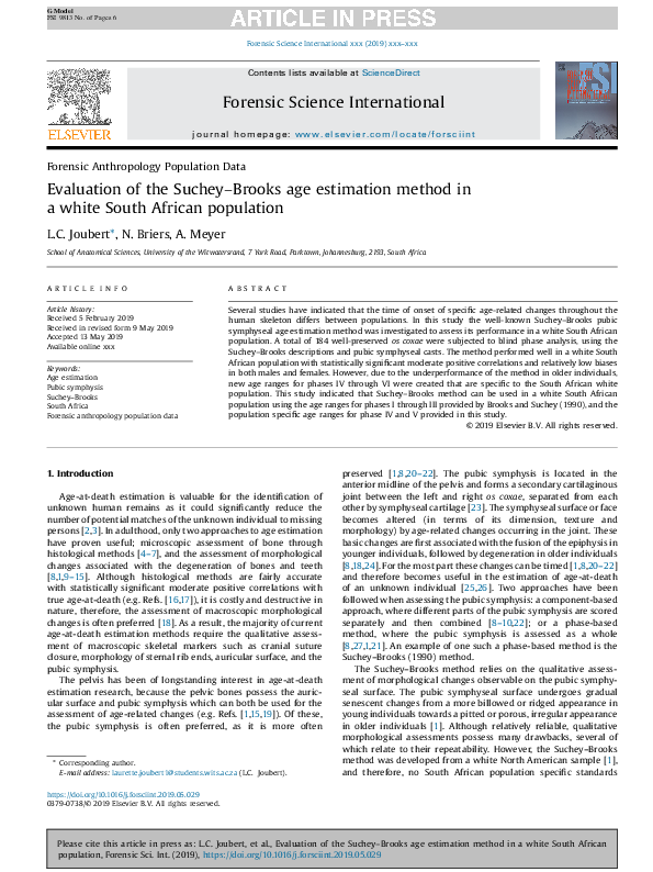 (PDF) Evaluation of the Suchey–Brooks age estimation method in a white ...