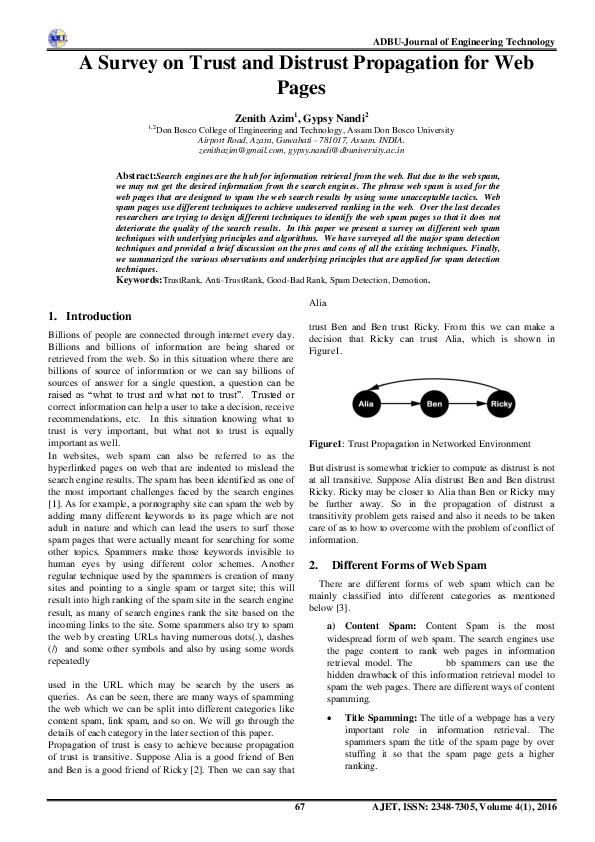 Pdf A Survey On Trust And Distrust Propagation For Web Pages